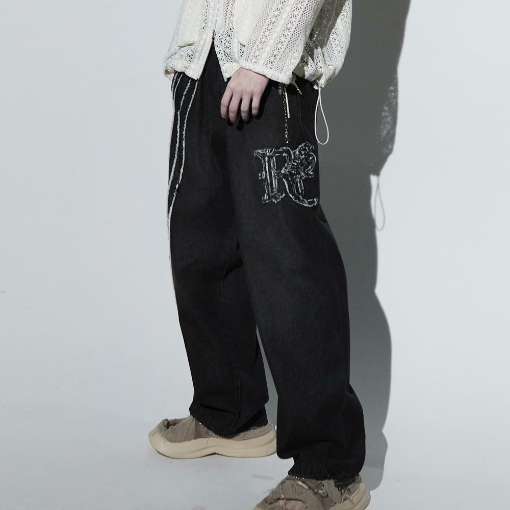 LOGO PATCHED DENIM PANTS - BLACK Deps