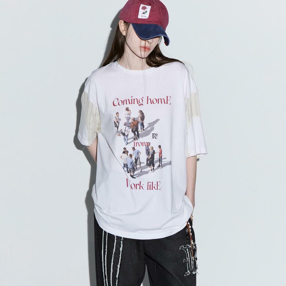 COMING HOME KNIT MIXED T SHIRT - WHITE Deps