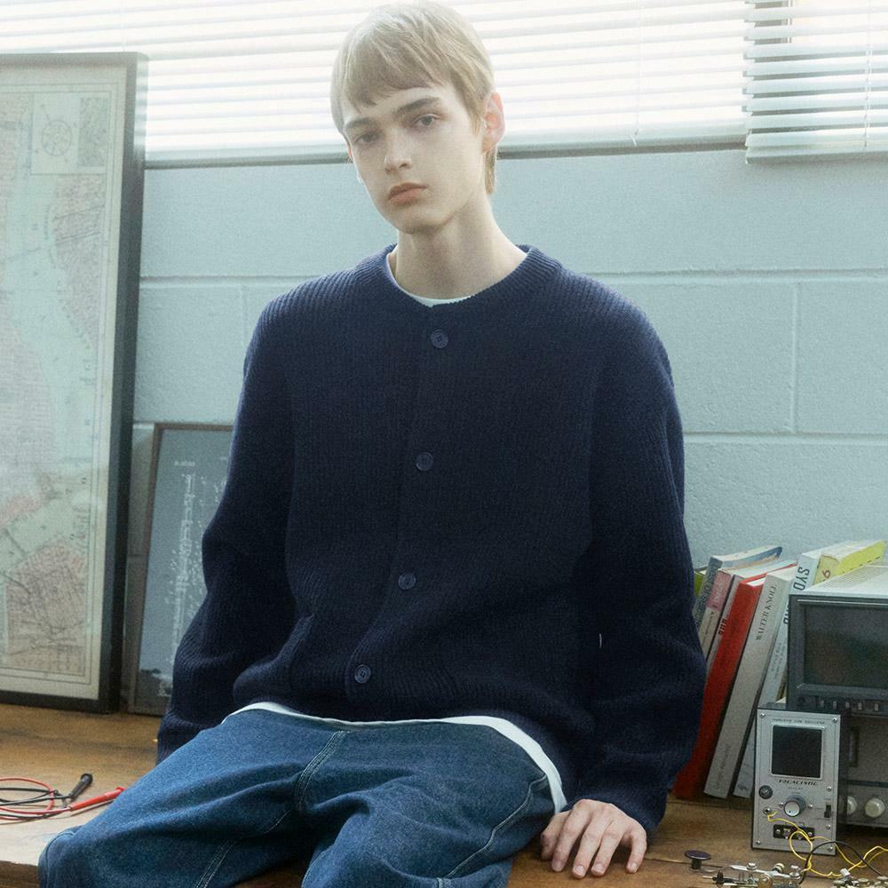 DTO Wappen Crewneck Wool Cardigan Dark Navy Deps