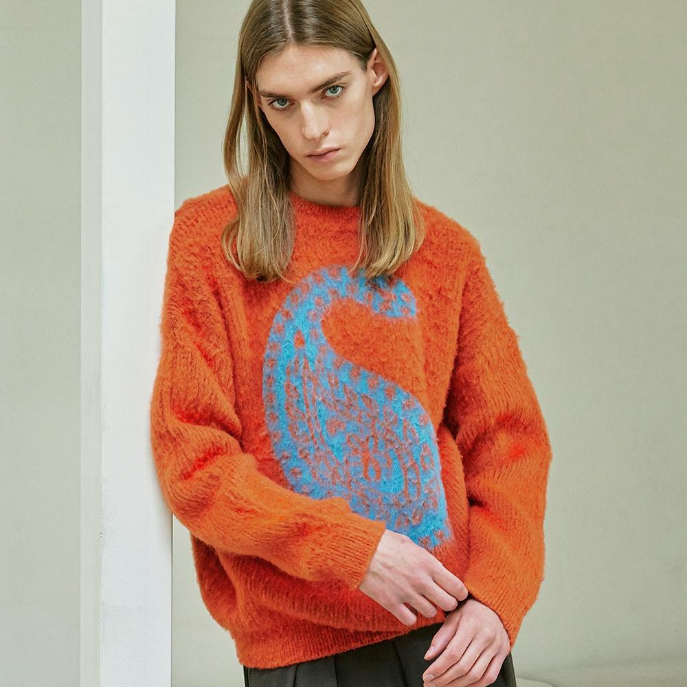 BULKY BRUSH PAISLEY SWEATER ORANGE Deps