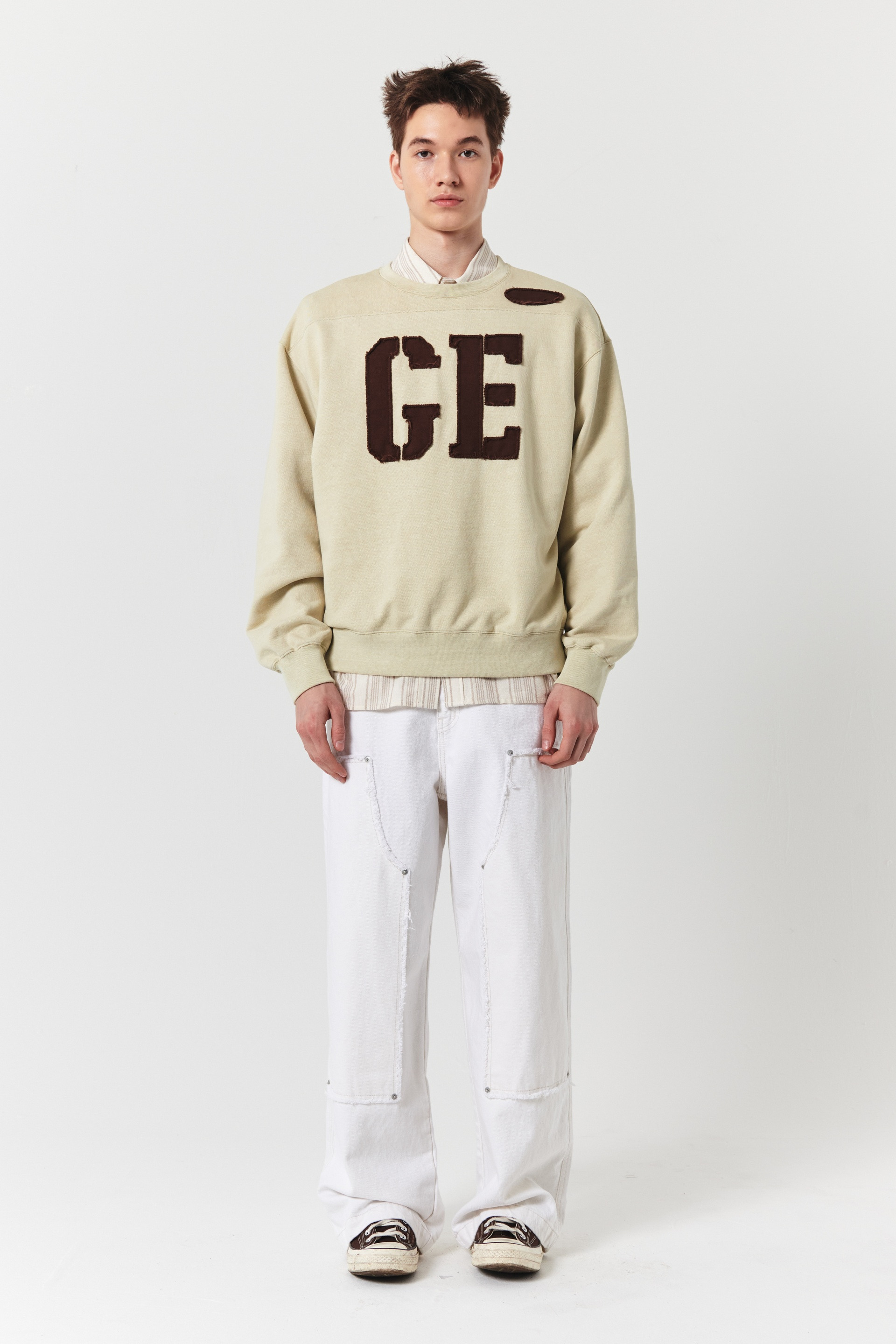 PIGMENT DYED APPLIQUE SWEAT SHIRT (lime) Deps