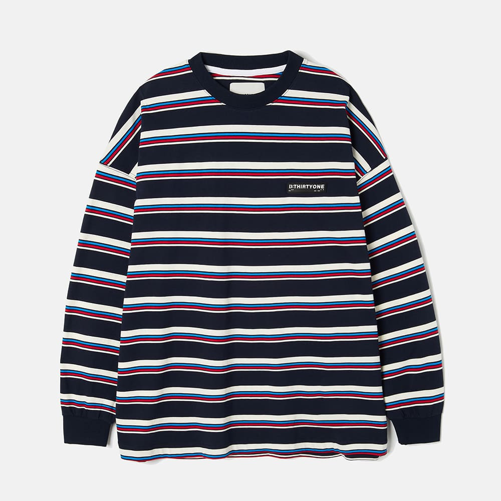 Multi Stripe Long-Sleeved T-Shirt (Navy) Deps