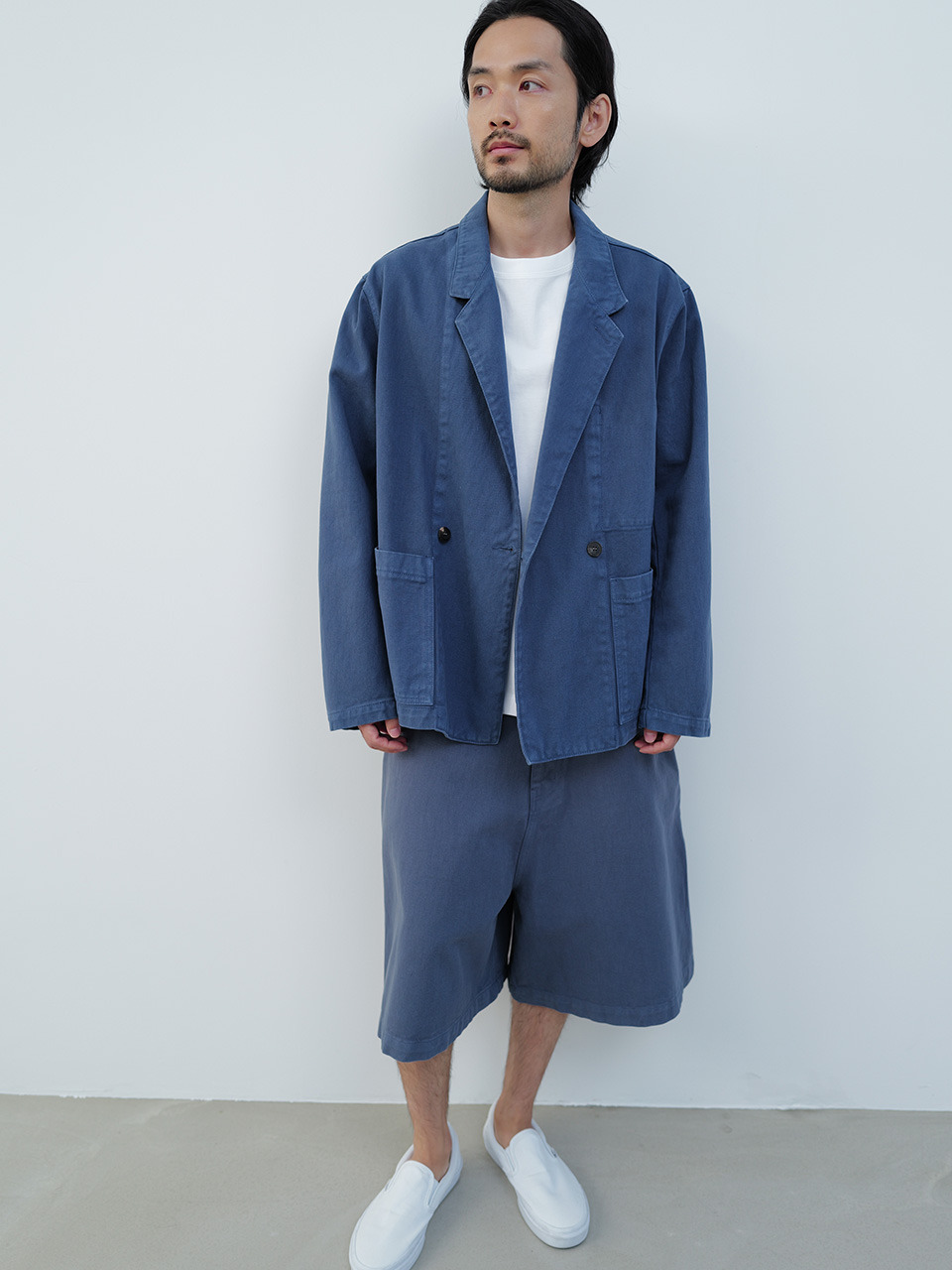 OVER-DYEING BERMUDA DENIM PANTS [BLUE] Deps